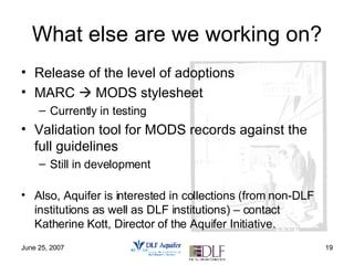 DLF Aquifer MODS Implementation Guidelines | PPT | Databases | Computer Software and Applications