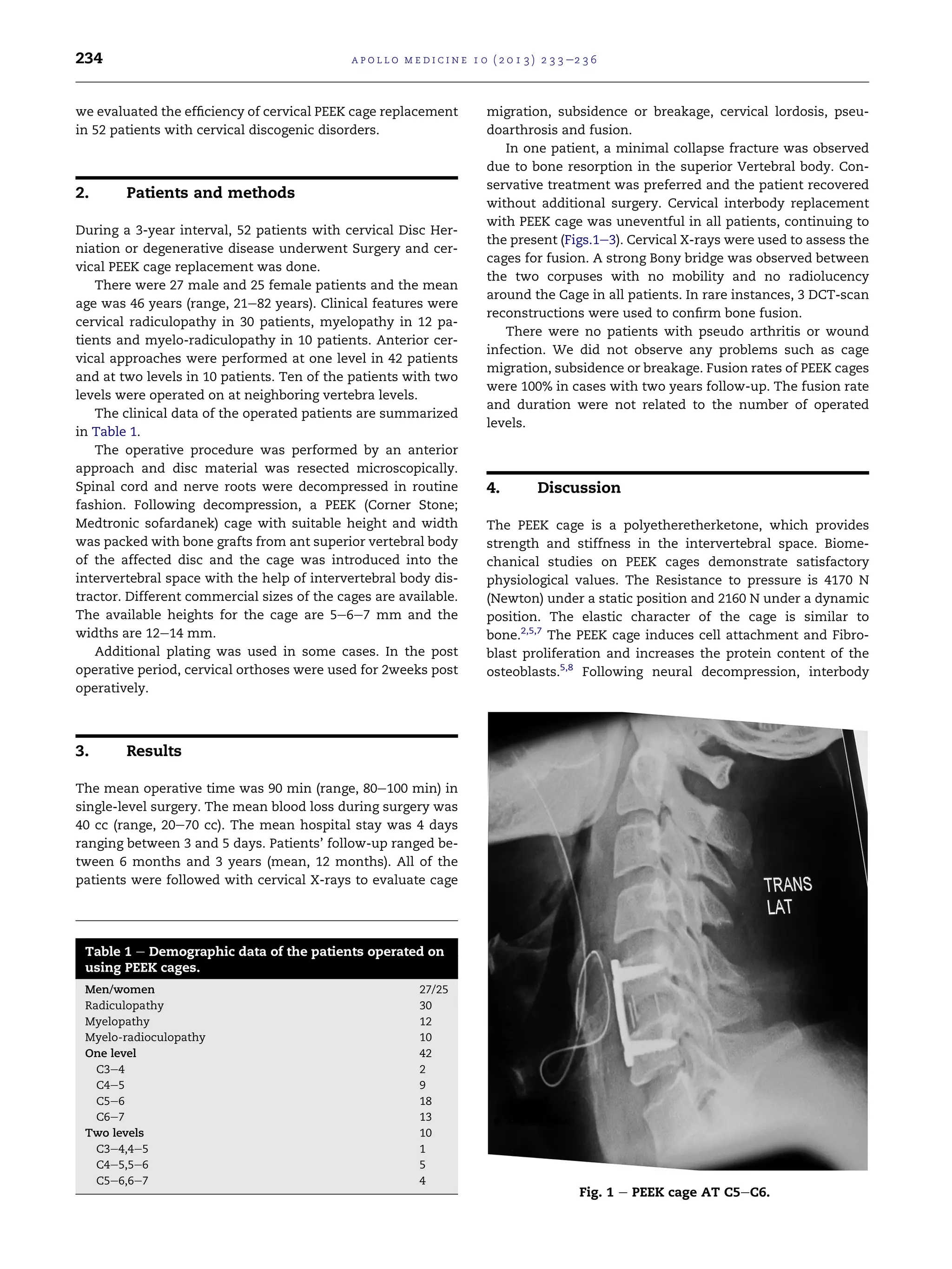 Polyetheretherketone (PEEK) cages for cervical interbody replacement | PDF