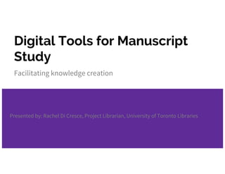 Digital Tools for Manuscript Study IIIF | PDF