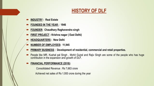 Financial analysis of DLF | PPTX