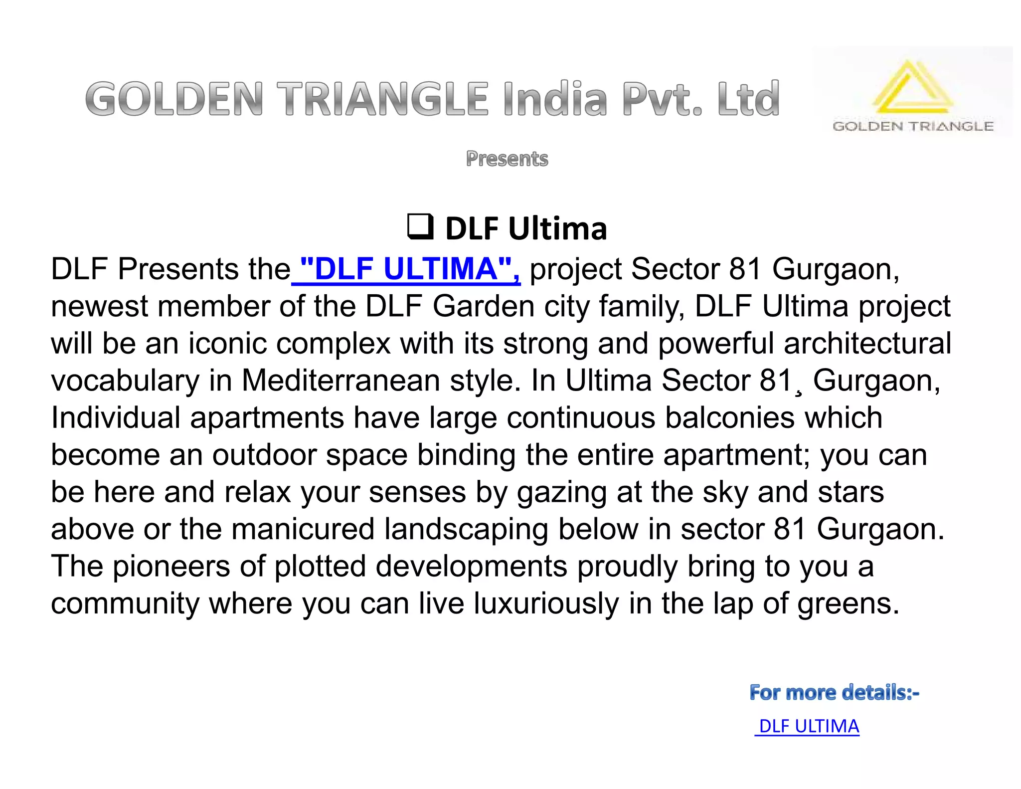 Dlf ultima | PPT