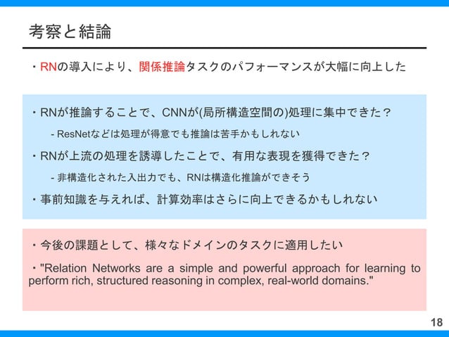 [Dl輪読会]A simple neural network module for relational reasoning | PPT