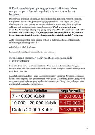 Harga pasir merapi per m3 atau per kubik | PDF