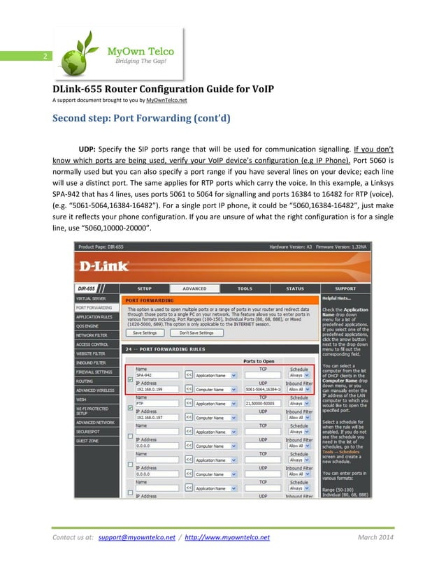 DLink-655 Router Configuration Guide for VoIP | PDF | Computer Networking | Computing