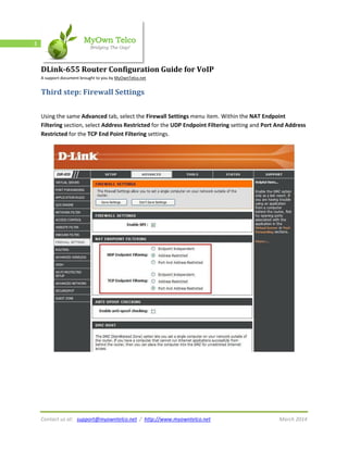DLink-655 Router Configuration Guide for VoIP | PDF | Computer Networking | Computing