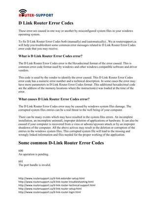 D link router_error_codes | PDF