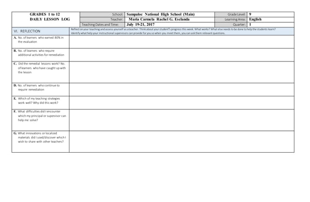 dll-1st-quarter-english-9.docx | Educational Assessment | Education