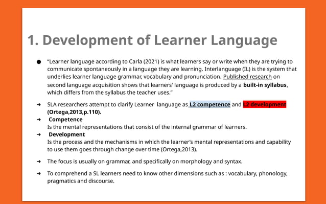 Learner Language / Development Learner Language/ Eiram Amjed | PPT