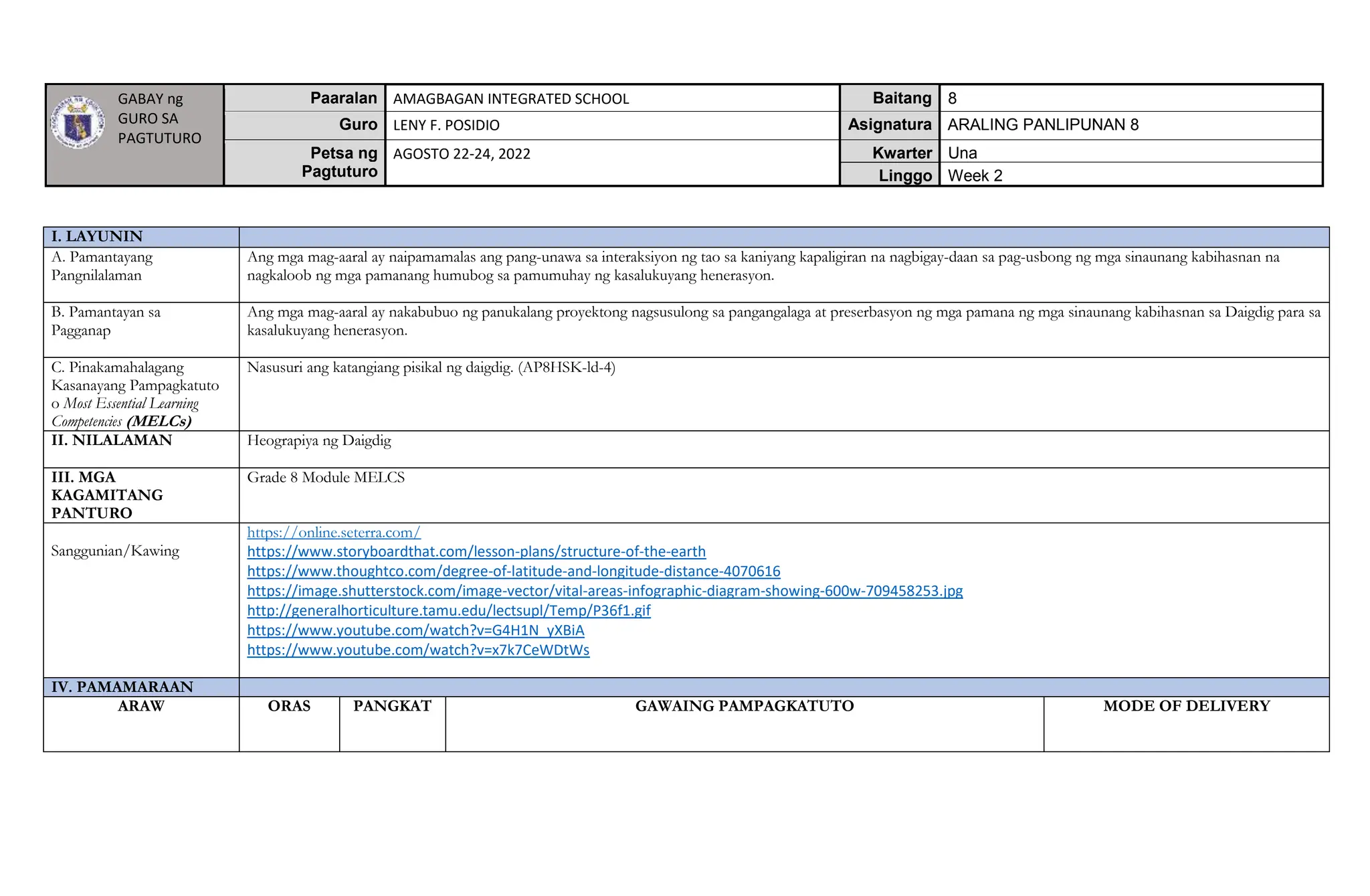 DLL araling panlipunan 8, quarter 2 with | PPT