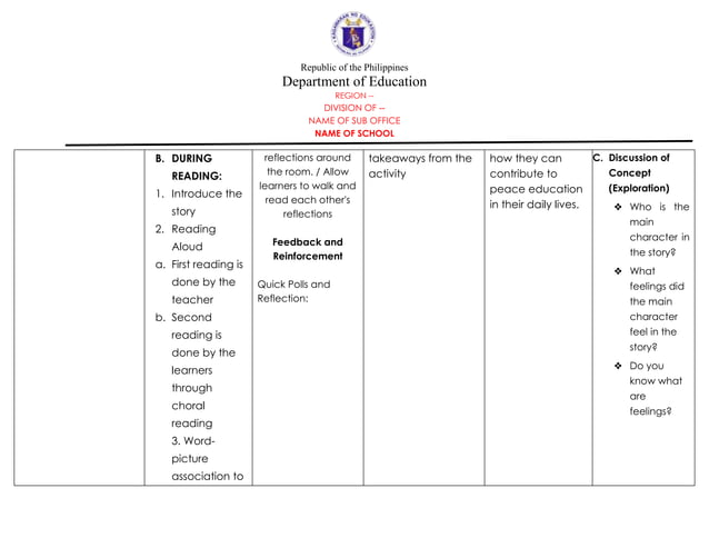 DLL-CATCH-UP-FRIDAY-WEEK 7a. a reference for Grade 6 teachers | DOCX ...