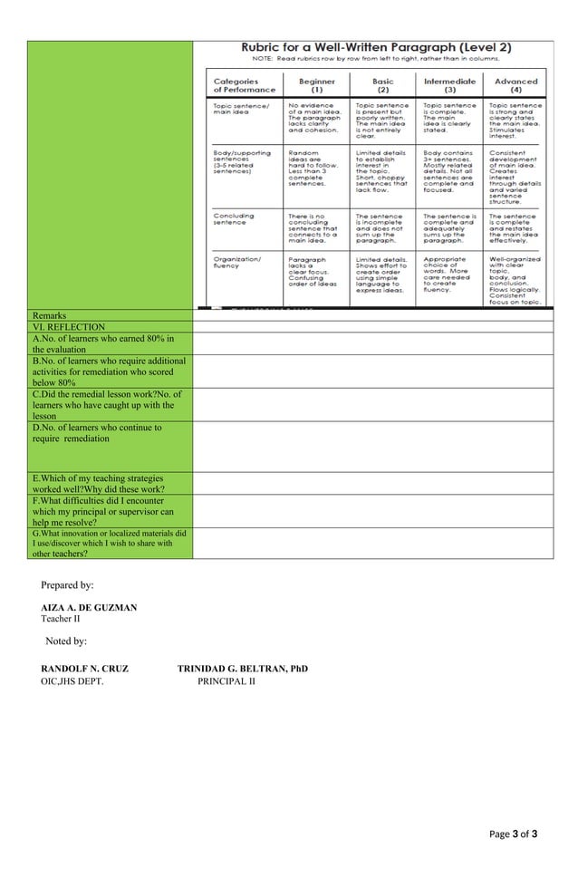DAILY LESSON LOG FOR COT THIRD QUARTER | DOCX