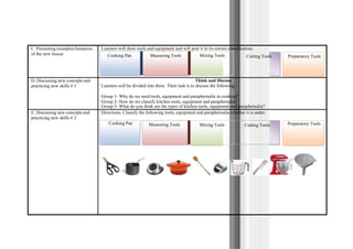 Daily lesson log for exploratory 7/8 cookery 9 | DOCX