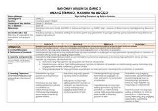Mga Sariling Gampanin ng Bata sa Paaralan: GMRC Grade 3 Lesson Plan | DOCX