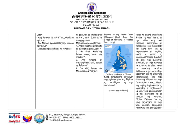 DLL in Araling panlipunan 5 Quarter 1 w1 | PPT