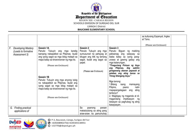 DLL in Araling panlipunan 5 Quarter 1 w1 | PPT