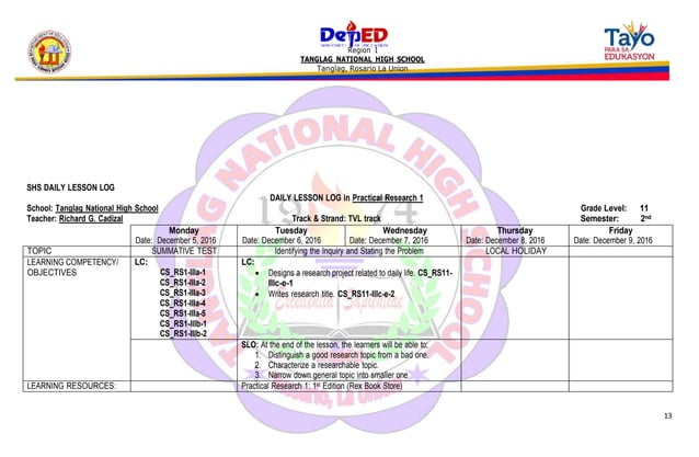 dll-in-practical-research1.docx | Educational Assessment | Education