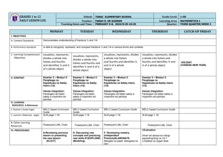 Lesson Plan in -Mathematics Grade 1.Qrt3 | Educational Assessment ...