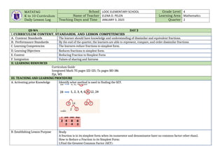 Daily Lesson Plan in Mathematics 4-Week 5 week | DOCX