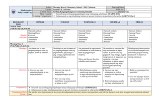 Kindergarten Daily Lesson Log Quarter 1 Week 2 | DOCX