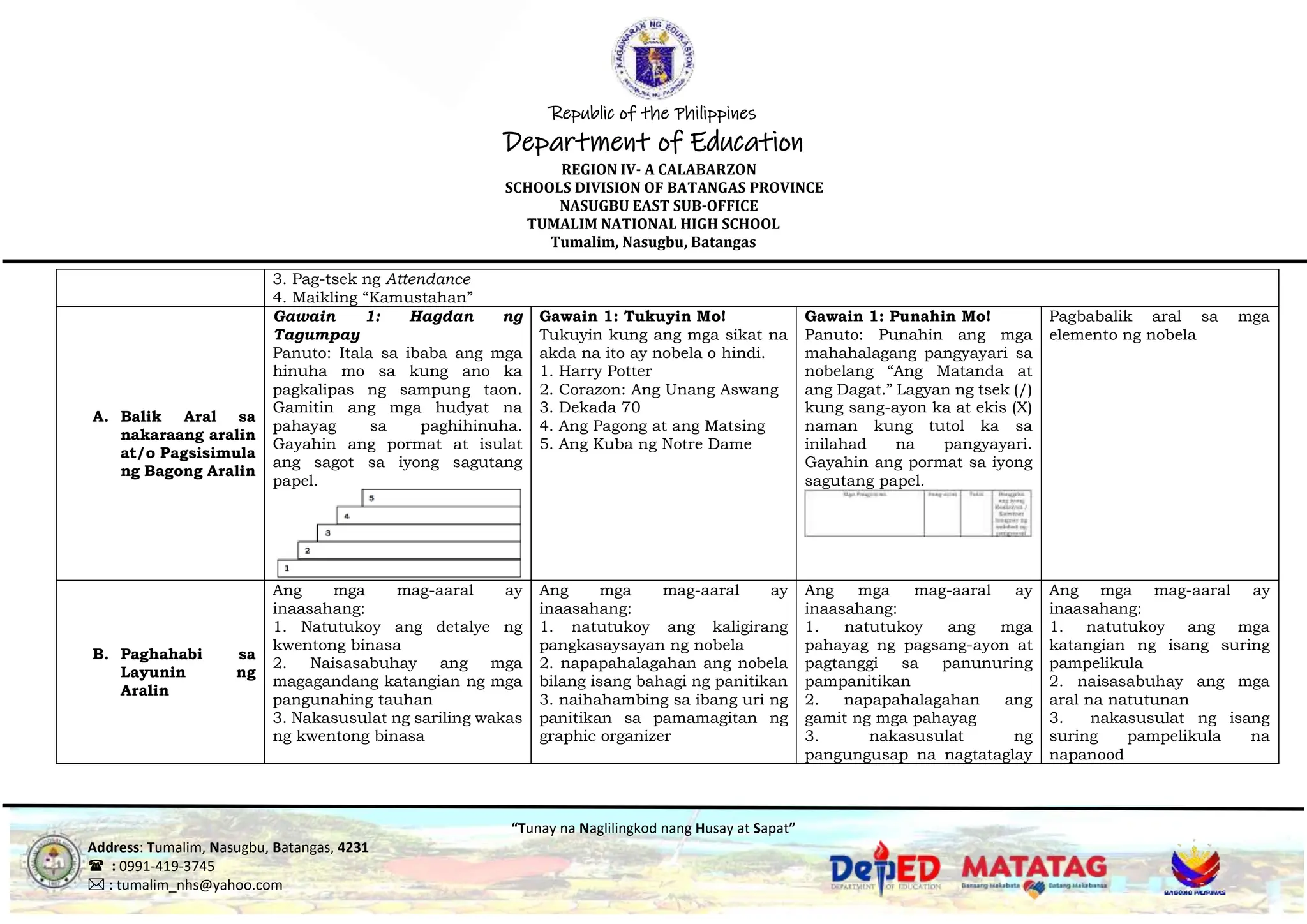 banghay aralin sa Filipino 10- Epiko mula sa Afrika | DOCX