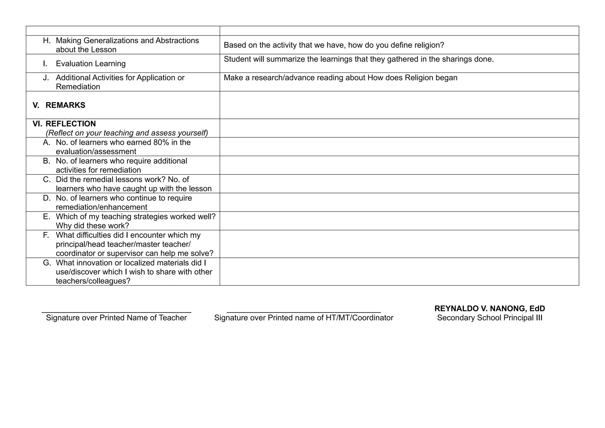 DETAILED LESSON PLAN FOR ANY SUBJECT AND COURSE | DOCX