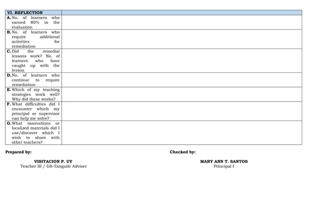 Daily Lesson Log Template for Deped Senior High School | DOCX