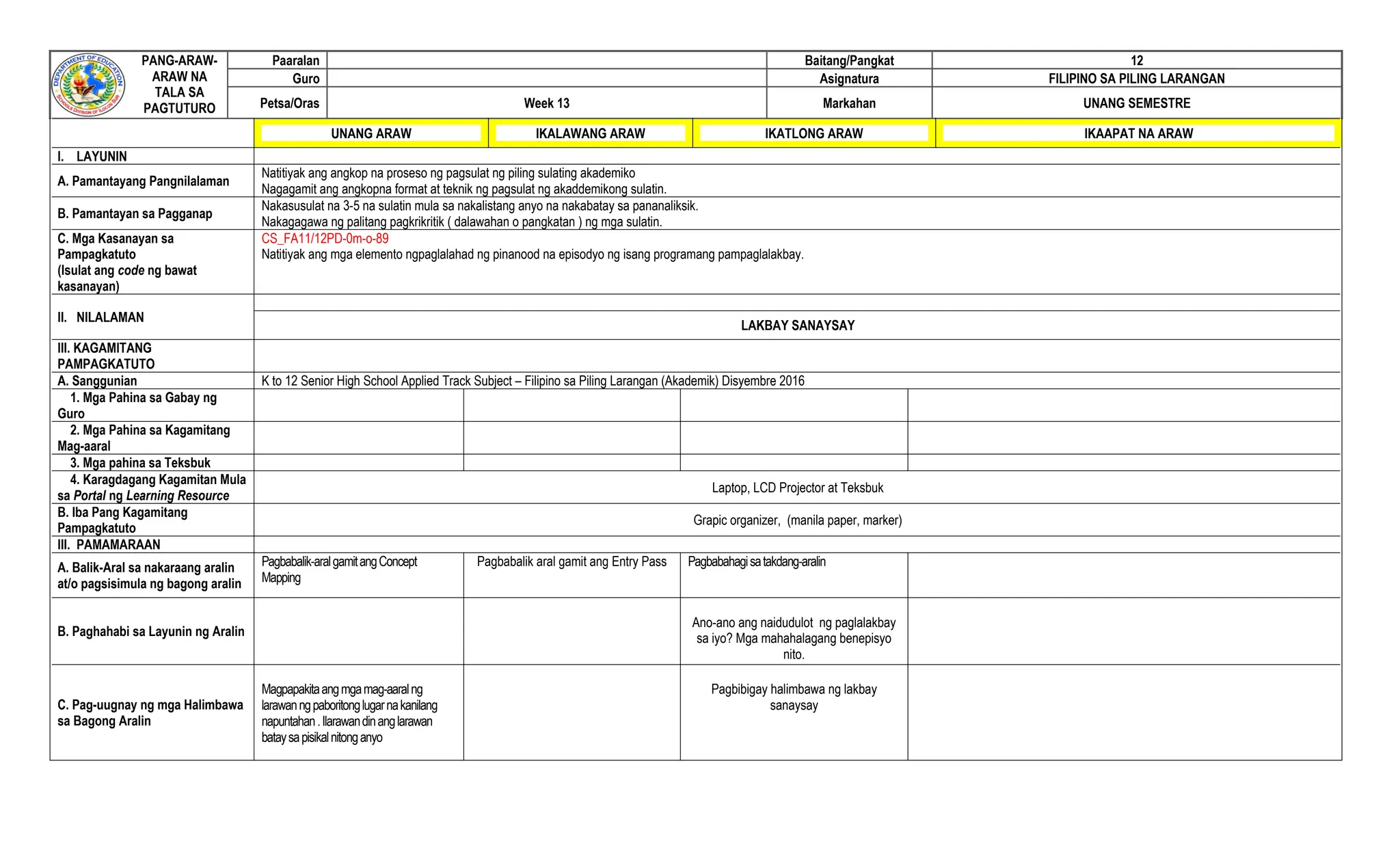 DLL 13-2.doc detailed lesson plan sa filipino | DOC