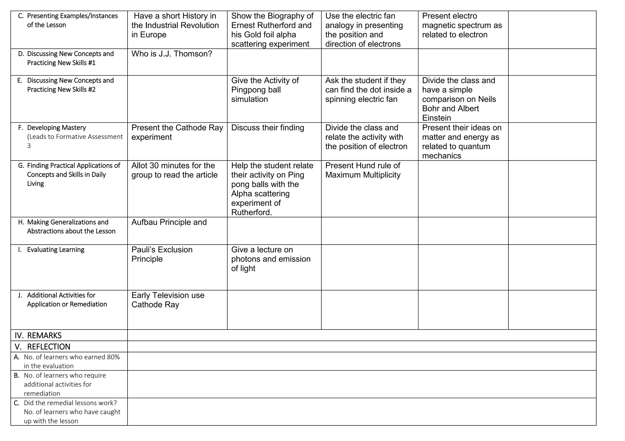 daily lesson log week 5 physical science | DOCX