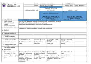 daily lesson log week 5 physical science | DOCX