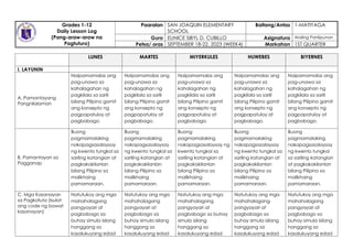 Daily lesson log for Araling Panlipunan Grade 1 Quarter 1 Week 1 | DOCX