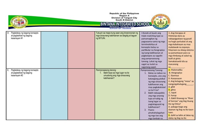 DLL AP8 wk5 for grade 6 elementary students | DOCX