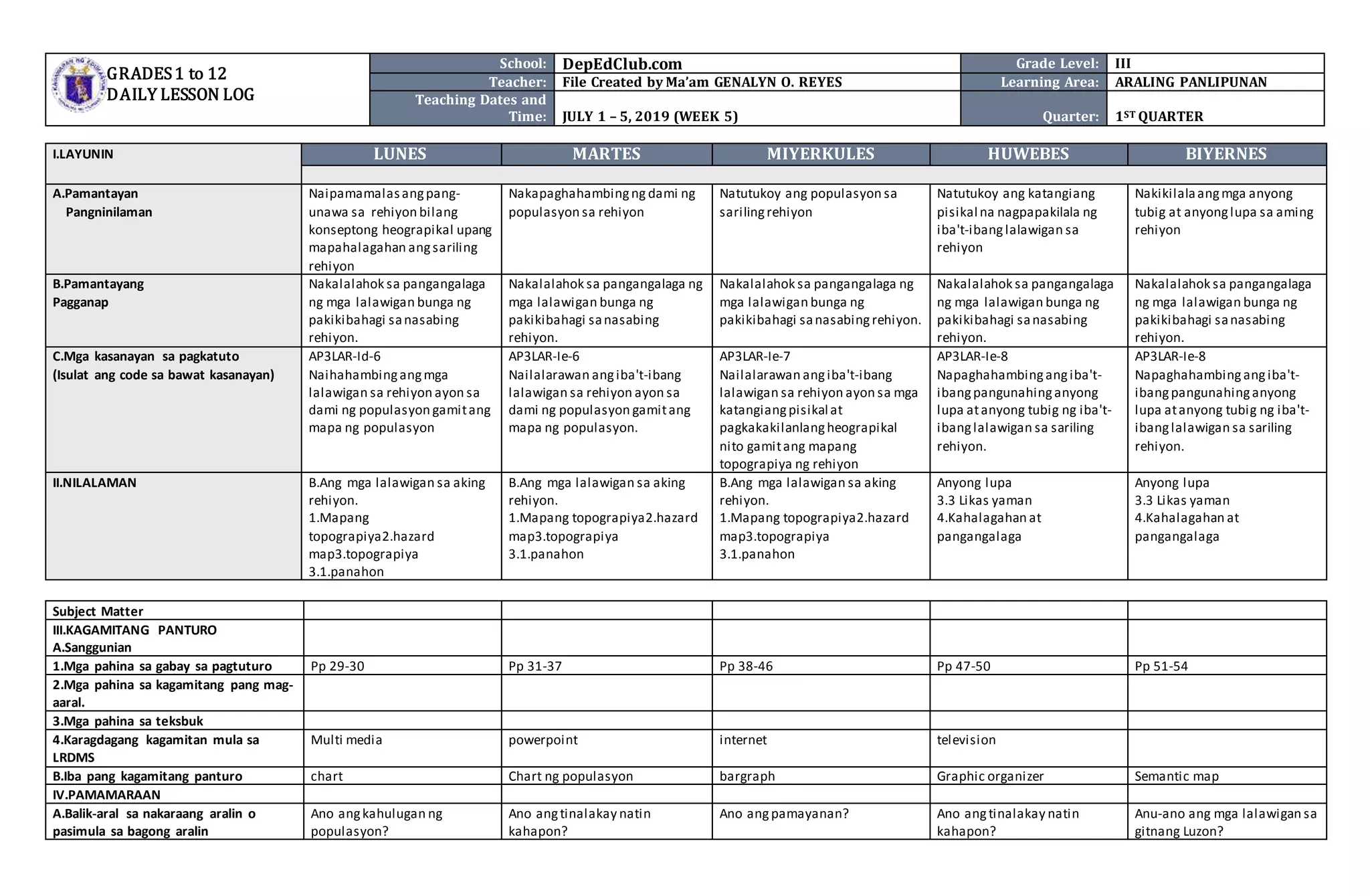 Dll araling panlipunan 3 q1_w5 | DOCX
