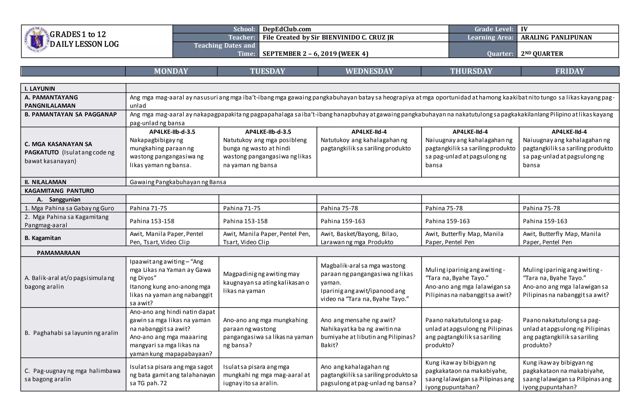 Dll araling panlipunan 4 q2_w4 | DOCX
