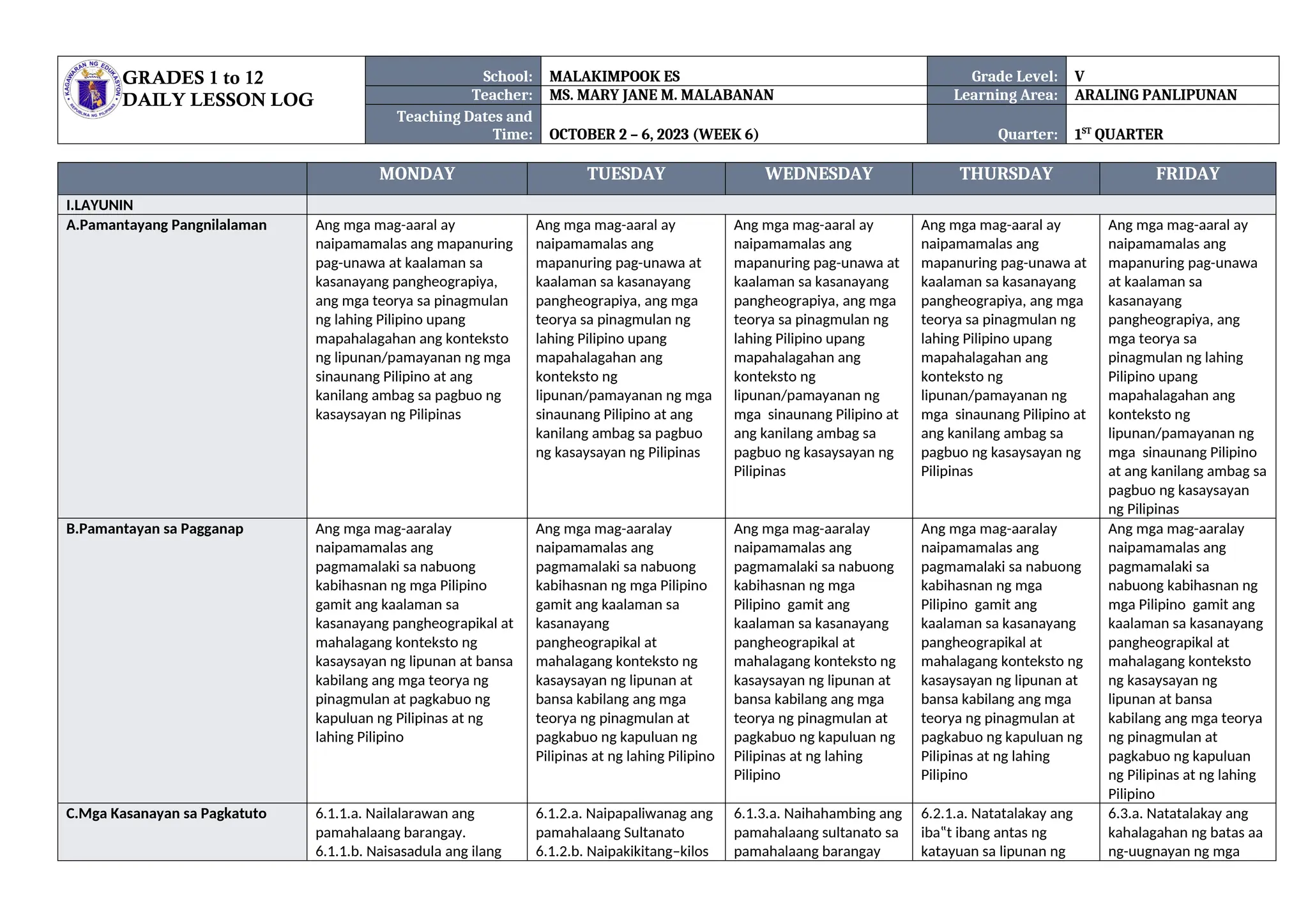 DLL_ARALING PANLIPUNAN 5_Q1_W6.docx AP 6 | DOCX