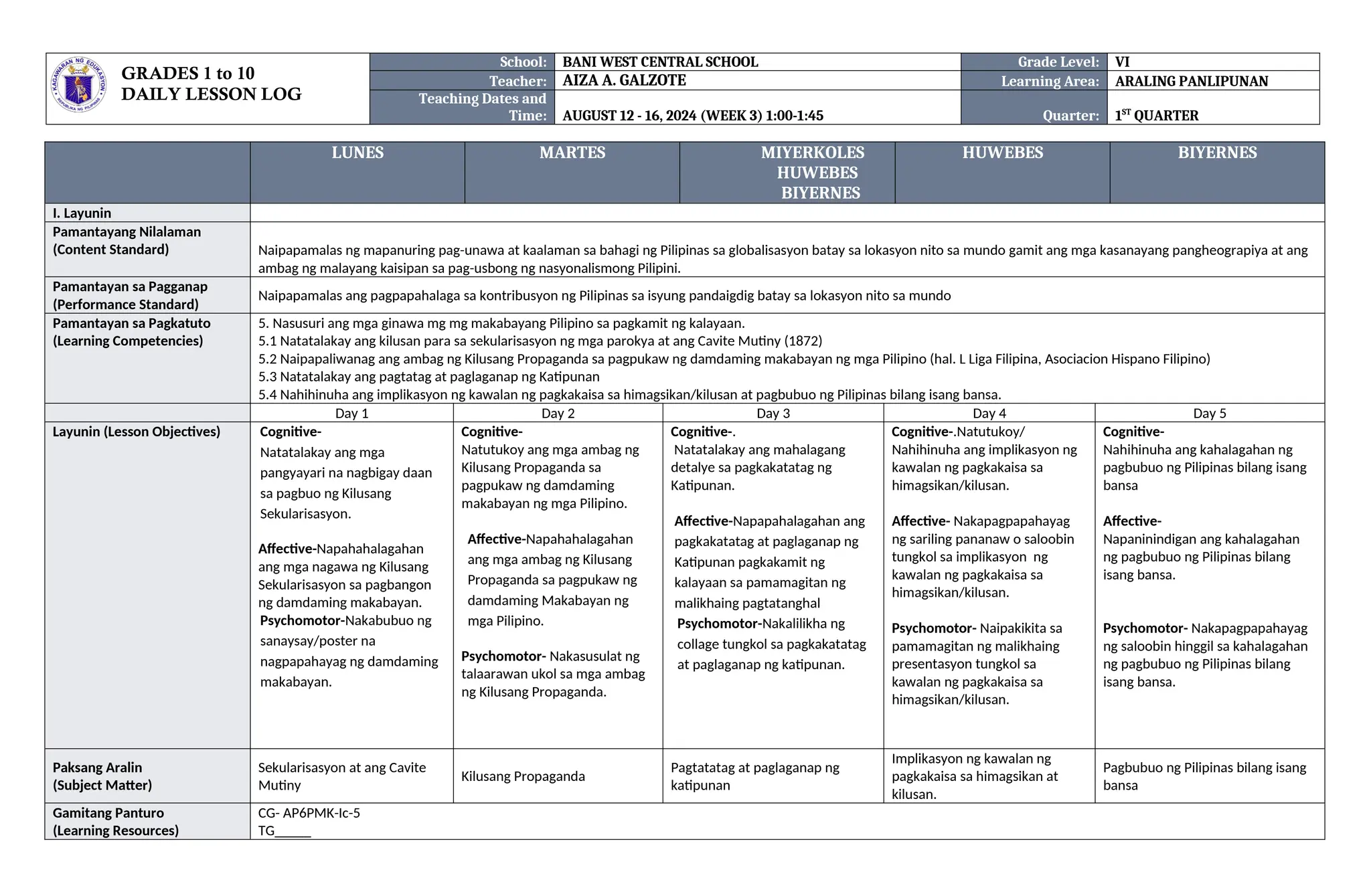 DLL_ARALING PANLIPUNAN Grade 6_Q1_W3.docx