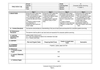 Daily lesson Log for Css CSS10 Qtr1 week 1 | PDF