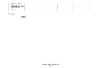 Daily lesson Log for Css CSS10 Qtr1 week 1 | PDF | Homework and Study | Education