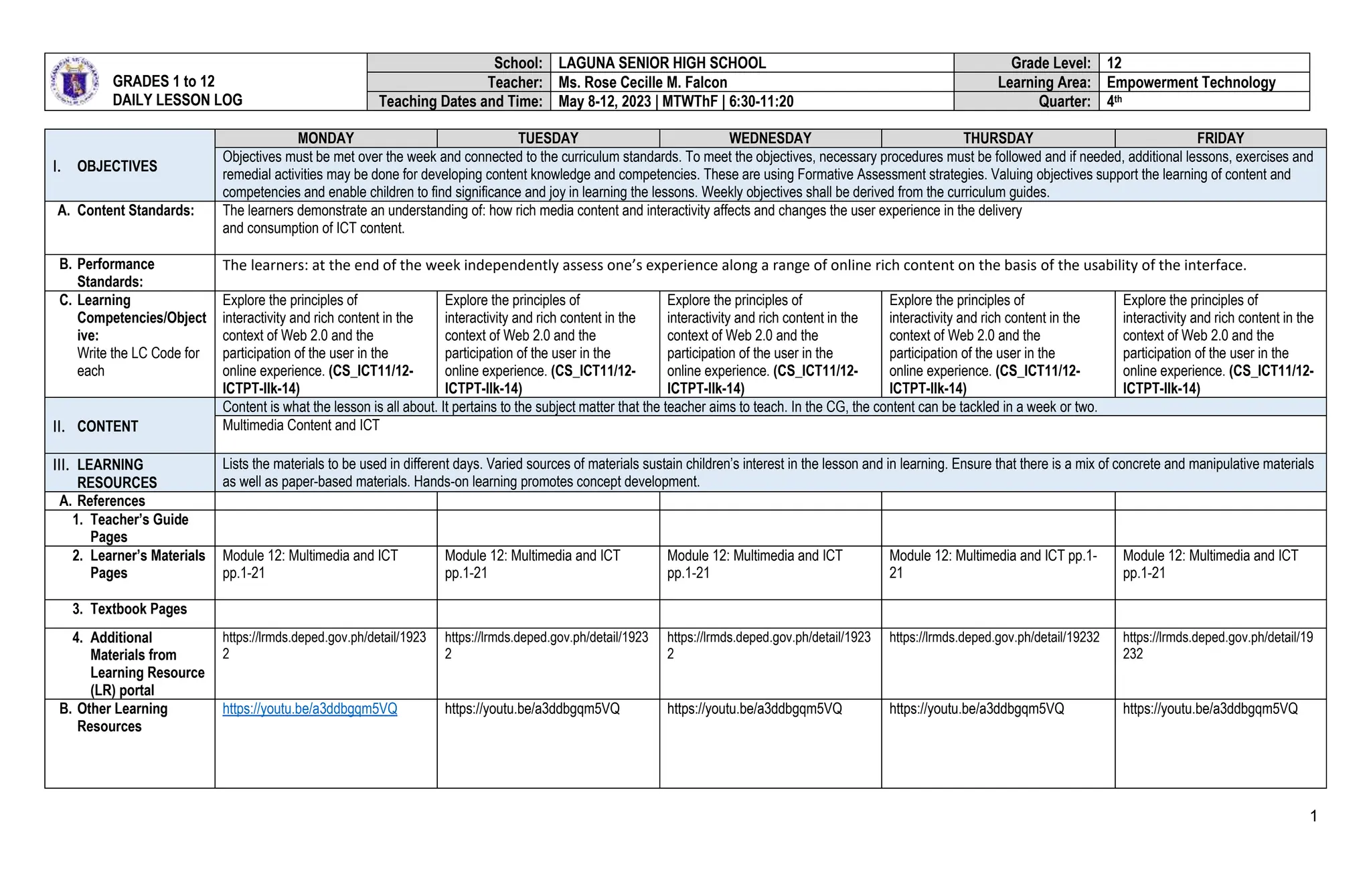 DLL Empowerment Technology Week 1 4th q.doc