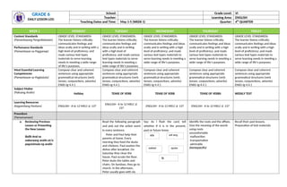 DLL ENG 6 WEEK 1_Q4.docx for elementary grade | DOCX