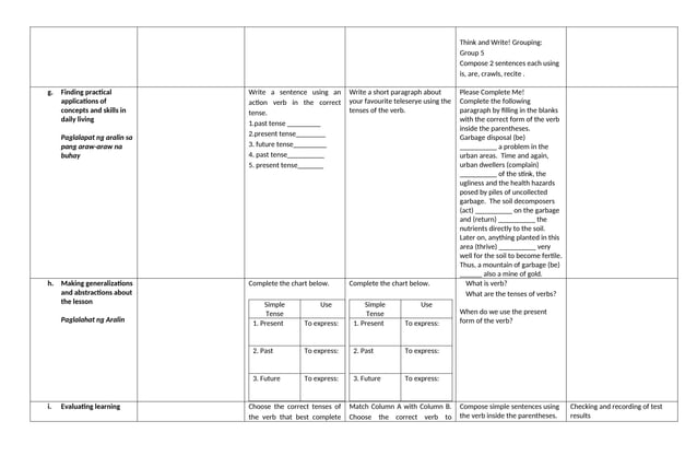DLL ENG 6 WEEK 1_Q4.docx for elementary grade | DOCX | Education