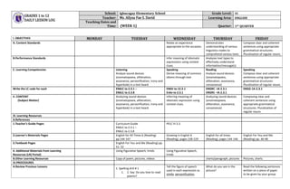 Daily Lesson Log inENGLISH 6_Quarter wekk 1 | DOCX | Education