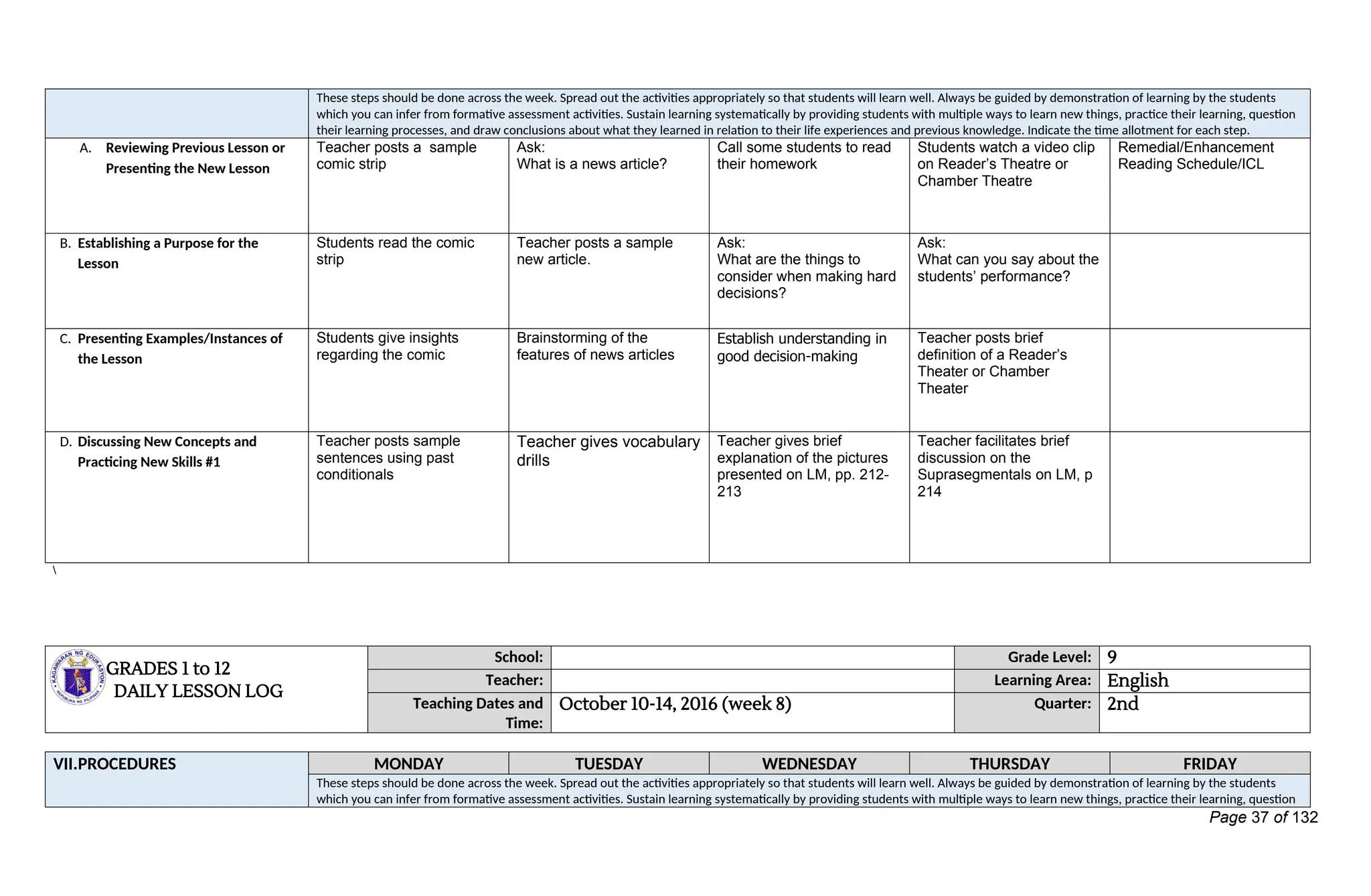 DLL ENGLISH 9 2ND-4TH.docx graphic organizer | DOCX