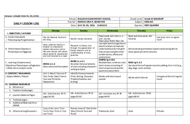 DLL grade 3 English week 6