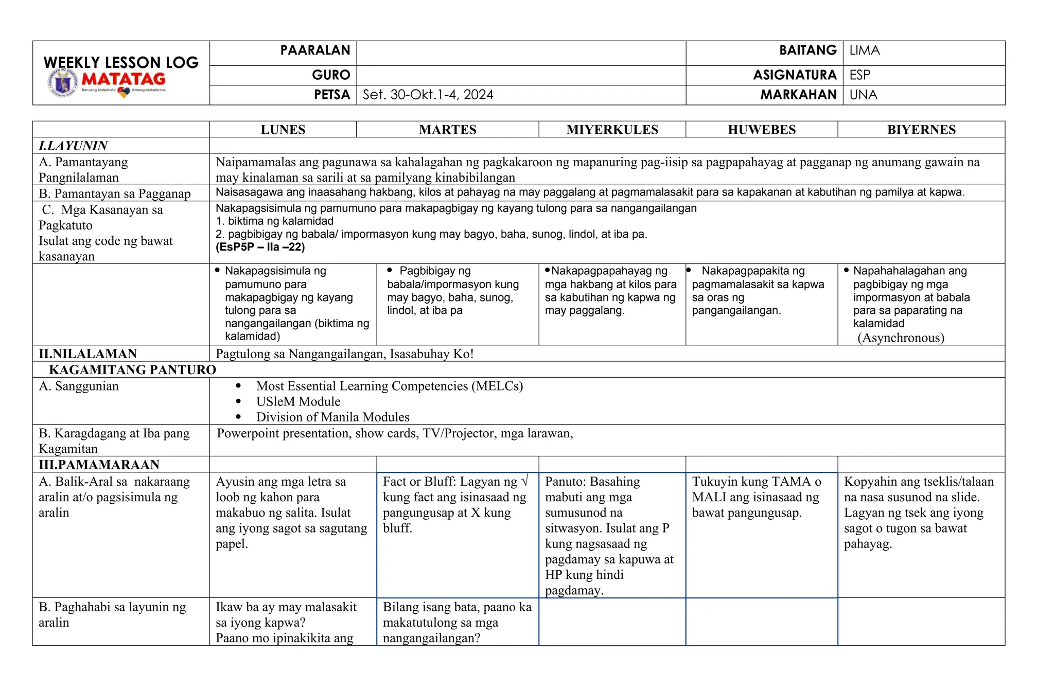 Dailly lesson plan for edukasyon sa pag papakatao 5_ESP-5_Q2.docx
