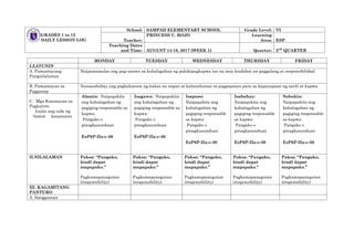 Daily Lesson Log ESP 6 Quarter 2 Week 1. | DOCX