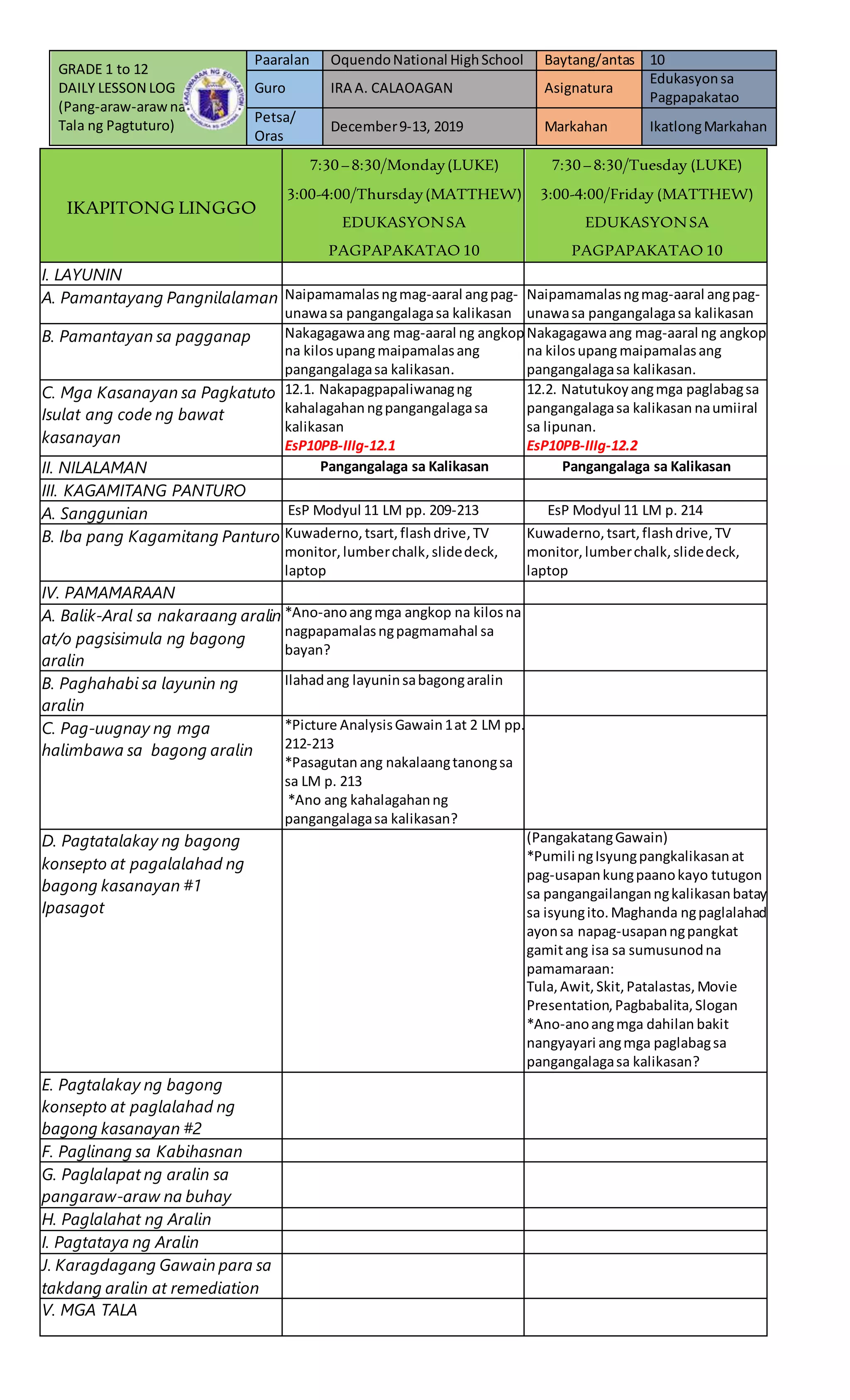 Dll esp10 q3 m12 session 1&2 | PDF