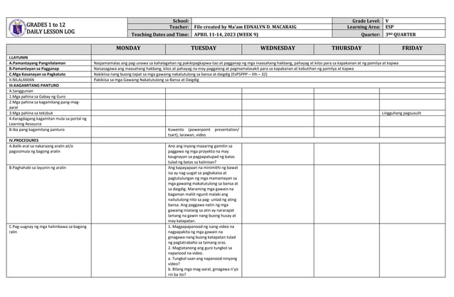 DLL_ESP 5_Q3_W9.docx | Education