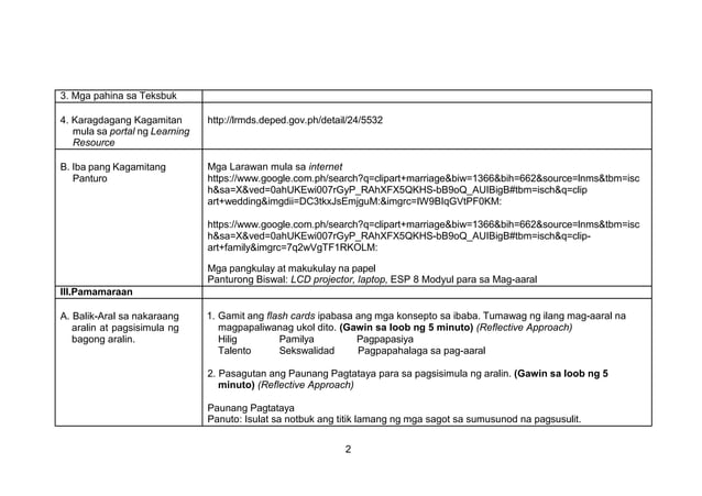 Daily lESSON pLAN FOR MODYUL 1 ESP 8 UNANG MARKAHAN | DOCX