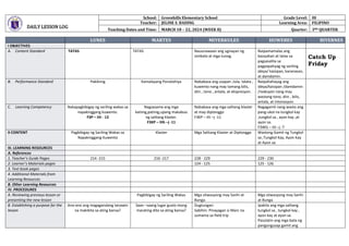 Daily Lesson Log Filipino 3 Week8 Grade3 | DOCX