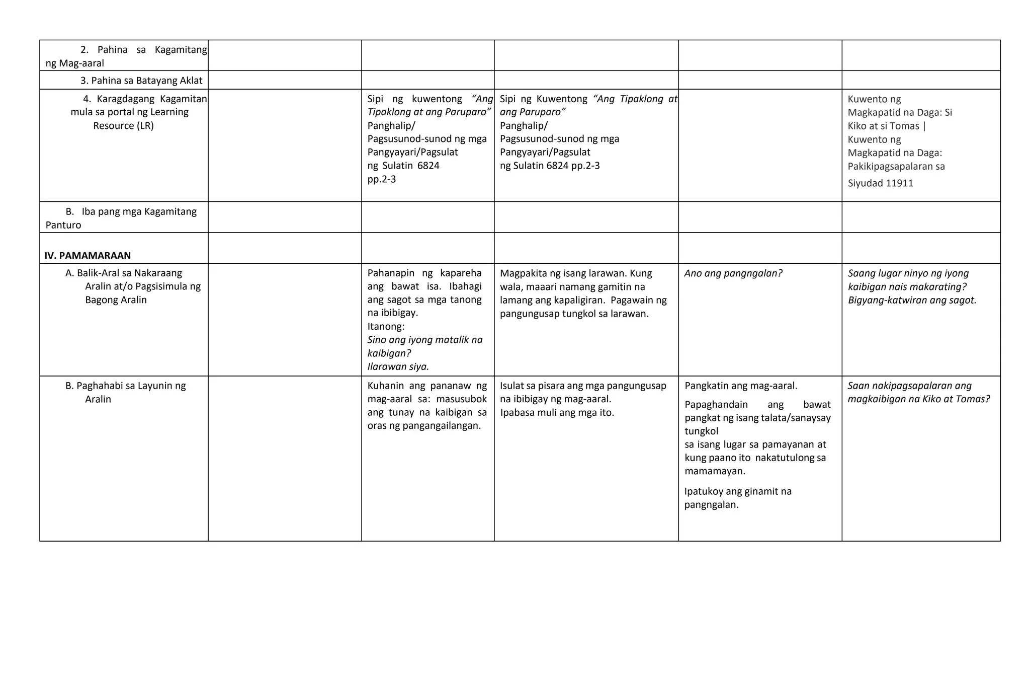 Daily Lesson Log FILIPINO 6_Qquarter1_W1. | DOCX